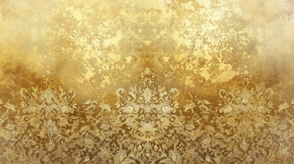 Gold Texture Background with Subtle Floral Pattern Stock Illustration ...