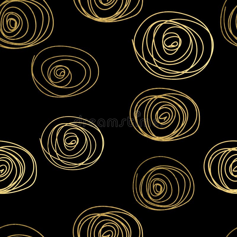 Gold Texture. Circles Seamless Pattern on Black Background. Abstract ...