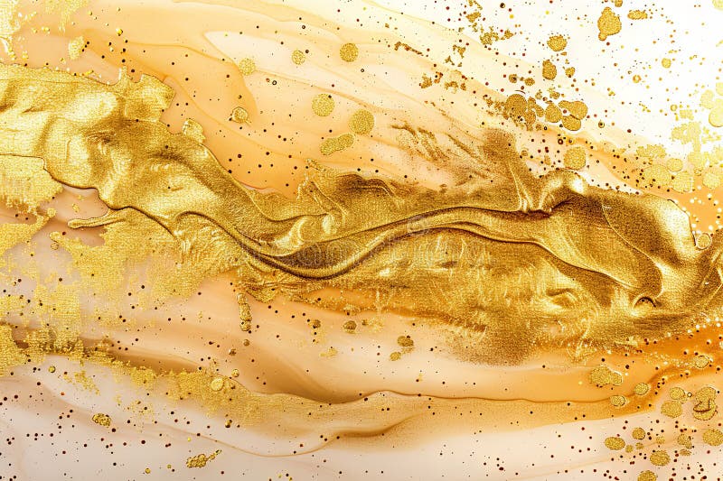 Gold Texture Fluid Ink Abstract Background Gold Abstract Painting ...