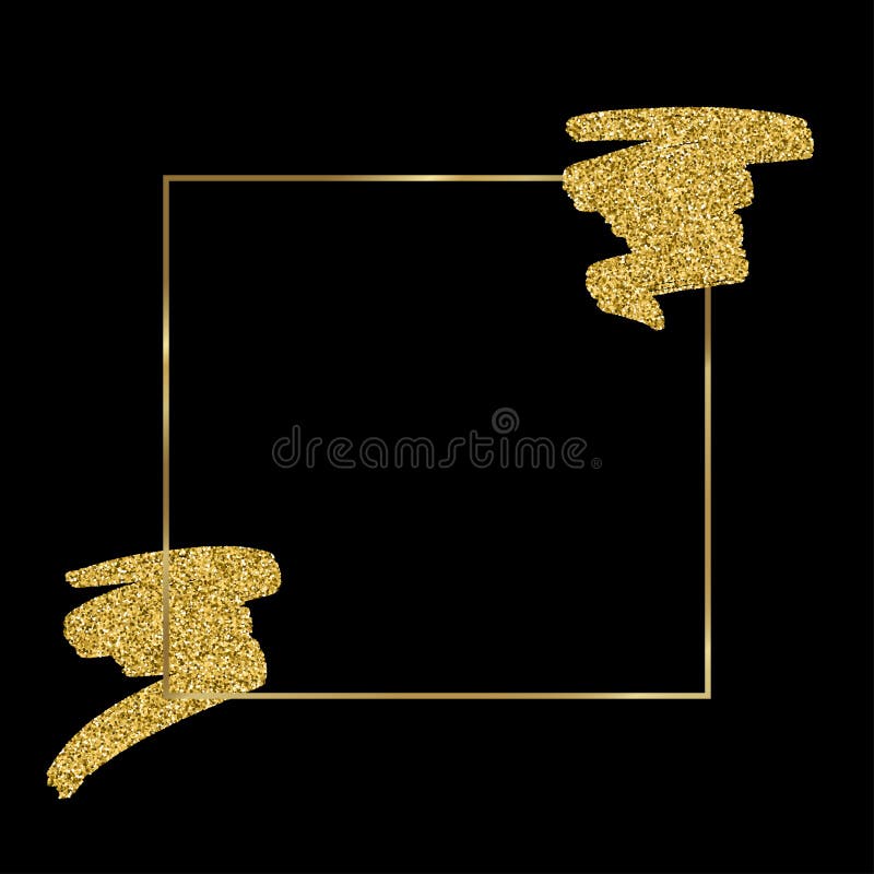 Gold Texture Paint Stain Frame Illustration. Hand Drawn Brush Stroke ...