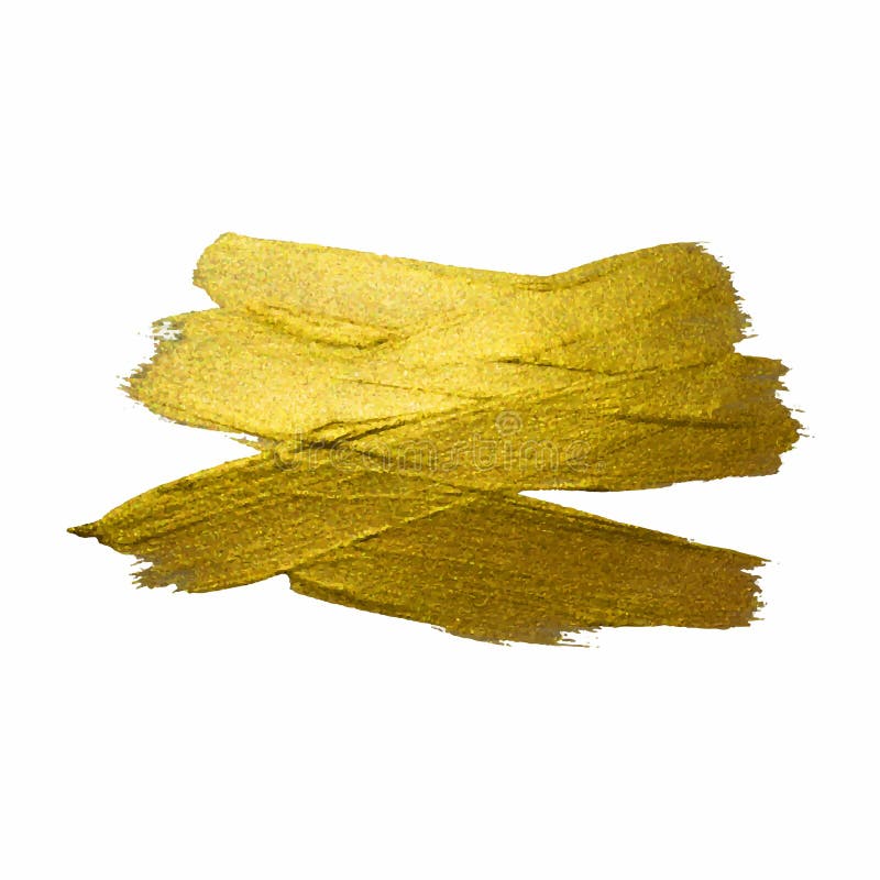 Gold Texture Paint Stain Set Illustration. Hand Drawn Brush Stro Stock ...