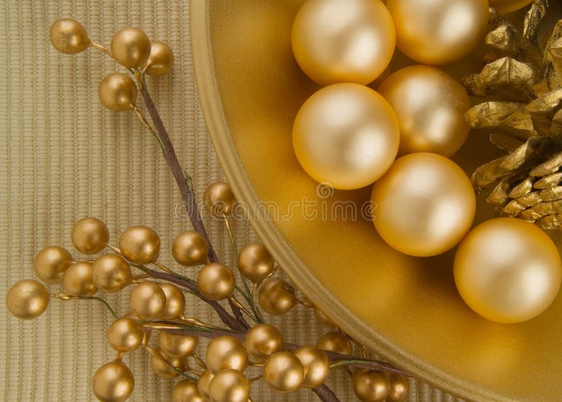 Gold Textured Bowl with Objects Stock Photo - Image of decoration, life ...