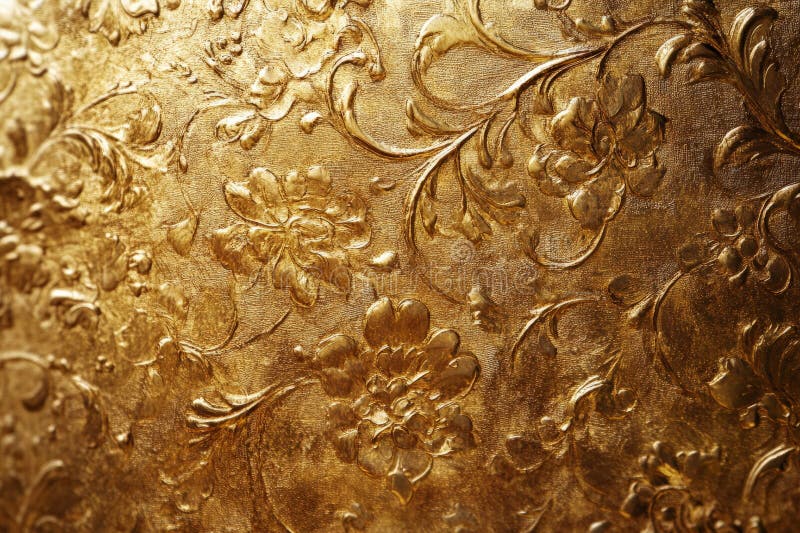 A Gold Textured Surface with Intricate, Raised Patterns, Adding a Three ...