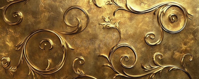 A Gold Textured Surface with Intricate, Scrollwork Engravings, Adding a ...