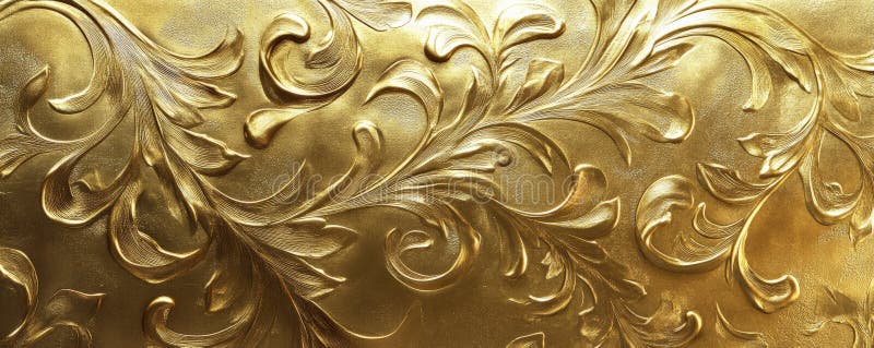 A Gold Textured Surface with Intricate, Scrollwork Engravings, Adding a ...