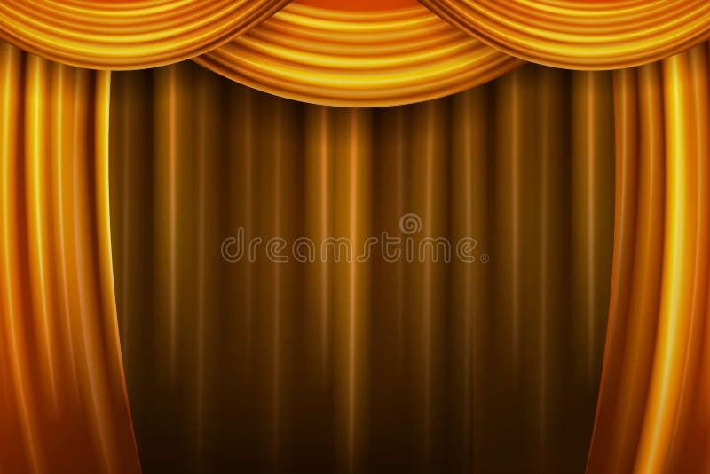 Gold Theater Stage Draped with Curtains Stock Illustration ...