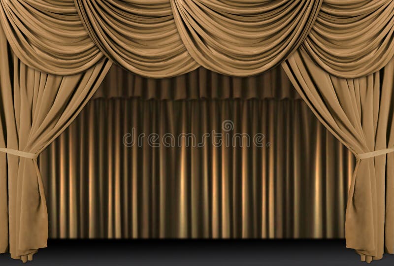 Gold Theater Stage Draped with Curtains Stock Illustration ...