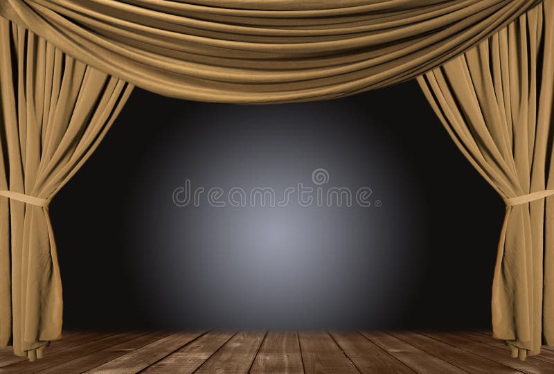 Gold Theater Stage Draped with Curtains Stock Illustration ...