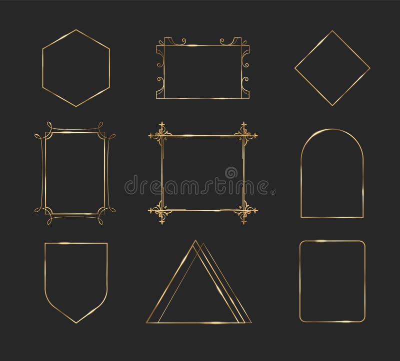 Gold Thin Frame. Luxury Rectangle Line Border Stock Vector ...