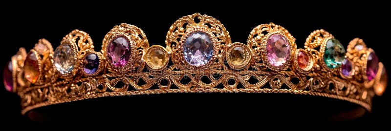 Gold Tiara with Colorful Gemstones Stock Image - Image of elegant ...