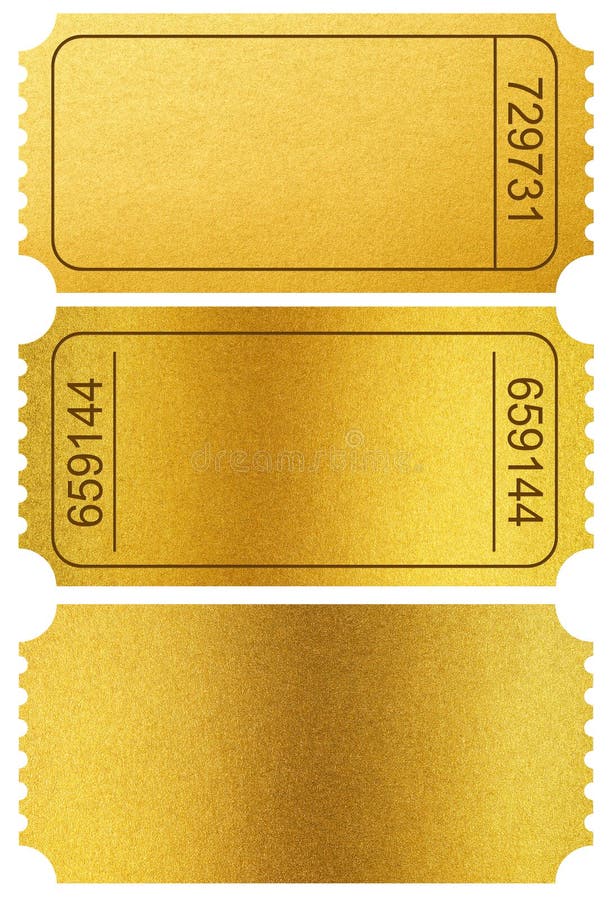 Gold Tickets Stubs Isolated on White with Clipping Path Stock Image ...