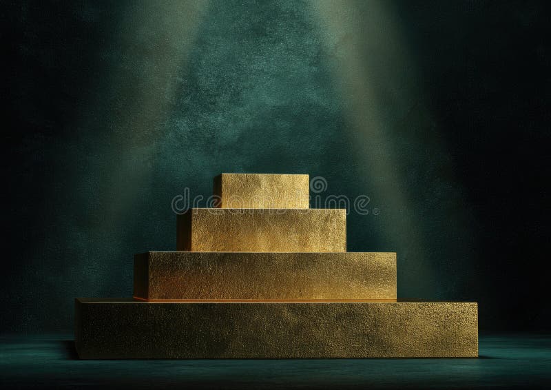 Golden Pyramid Display Stand Stock Illustration - Illustration of ...