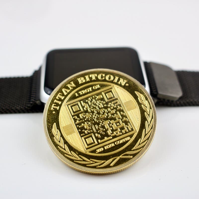 Gold Titan Physical Bitcoin and Smartwatch Stock Photo - Image of ...