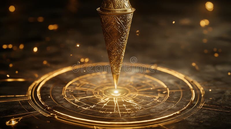 Gold Toned Pendulum Swings Above a Magic Table. Stock Photo - Image of ...