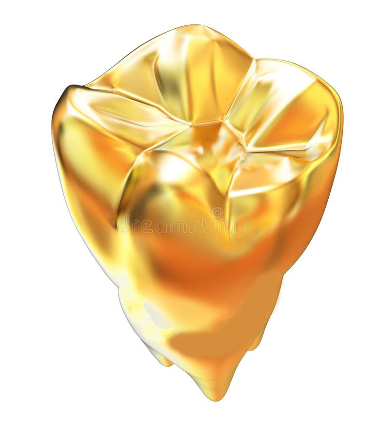 Gold Tooth. 3d Illustration Stock Illustration - Illustration of ...