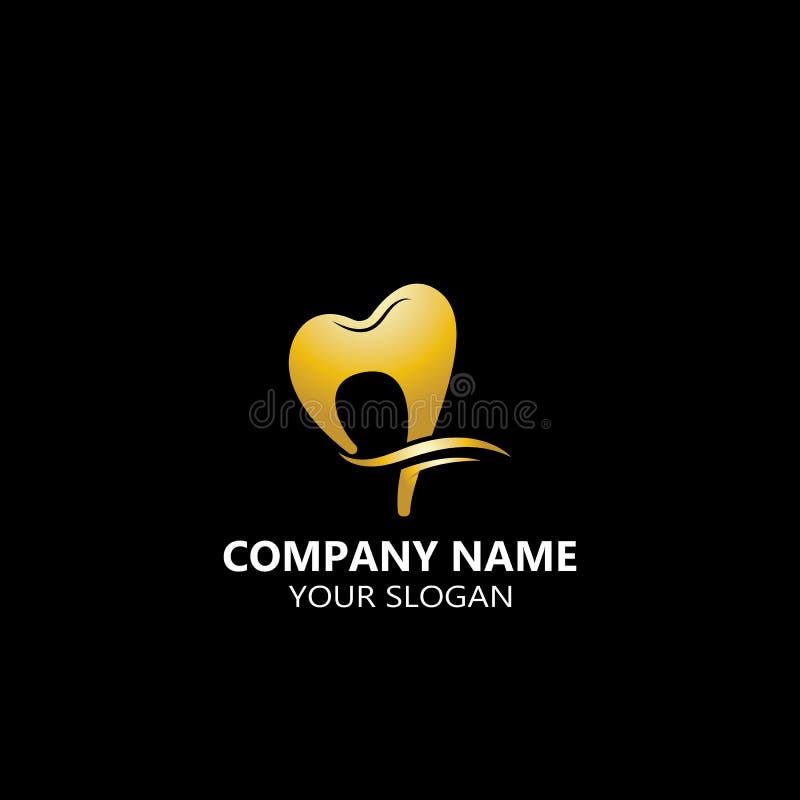 Gold Tooth Logo Illustration Design. Stock Vector - Illustration of ...
