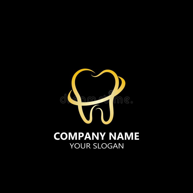 Gold Tooth Logo Illustration Design. Stock Vector - Illustration of ...
