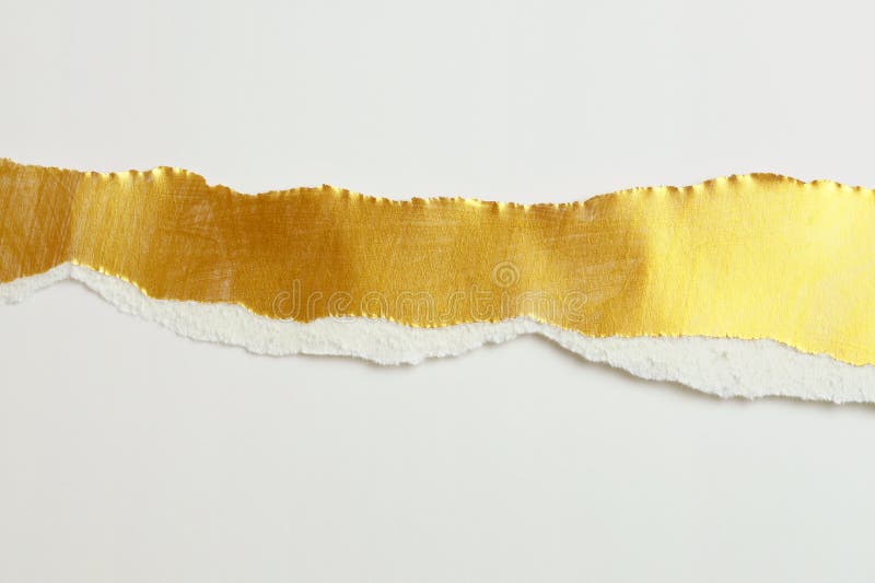 Gold Torn Pieces of Texture Paper on Light Beige Copy Space Background ...