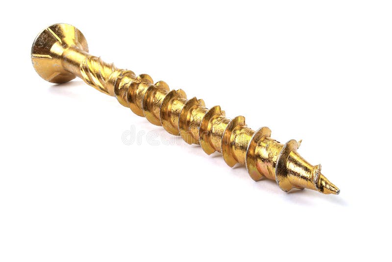 Gold Torx Isolated on White. Yellow Zinc Chipboard Torx, , Full Thread ... Gold Torx Isolated on White. Yellow Zinc Chipboard Torx, , Full Thread ...