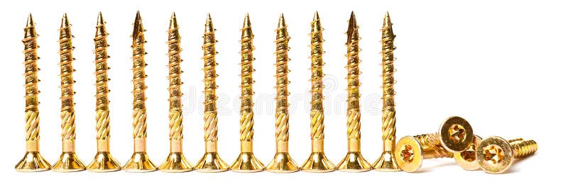 Gold Torx Isolated on White. Yellow Zinc Chipboard Torx, , Full Thread ... Gold Torx Isolated on White. Yellow Zinc Chipboard Torx, , Full Thread ...