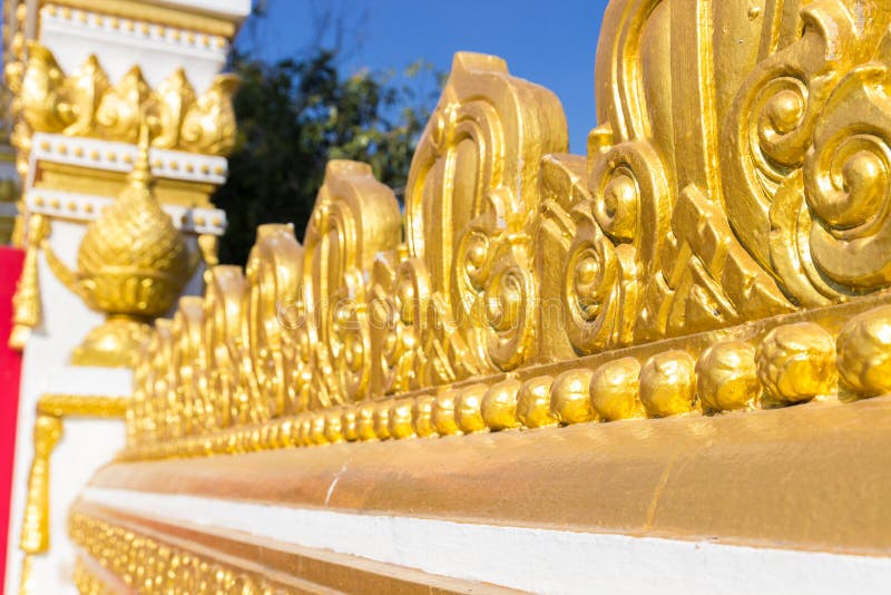 Gold Tracery Decoration on Buddhist Temple Wall Stock Photo - Image of ...