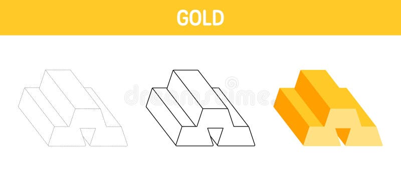 Gold Tracing and Coloring Worksheet for Kids Stock Vector ...