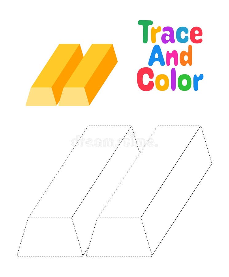 Gold Tracing Worksheet for Kids Stock Vector - Illustration of outline ...