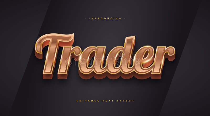 Gold Trader Text Style with 3D Effect Stock Vector - Illustration of ...