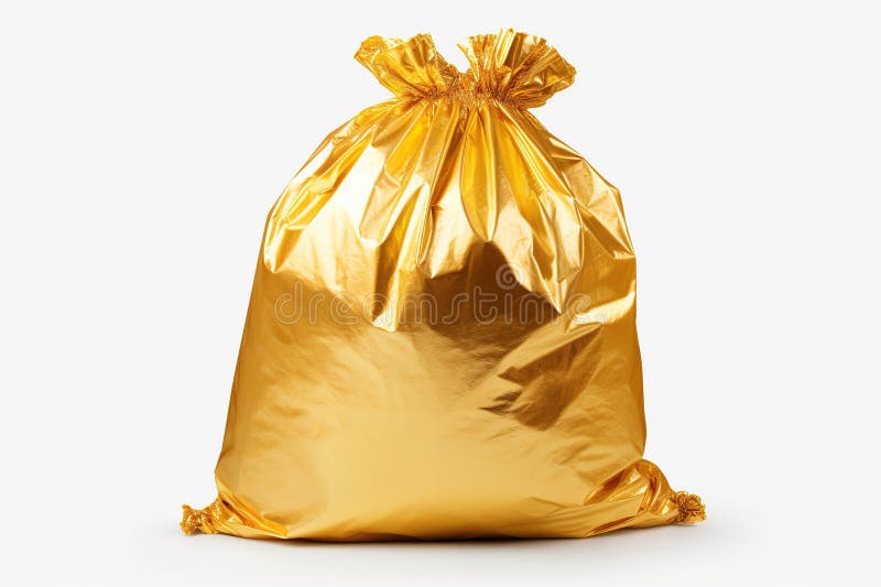 Gold Trash Bags on a White Background Stock Illustration - Illustration ...
