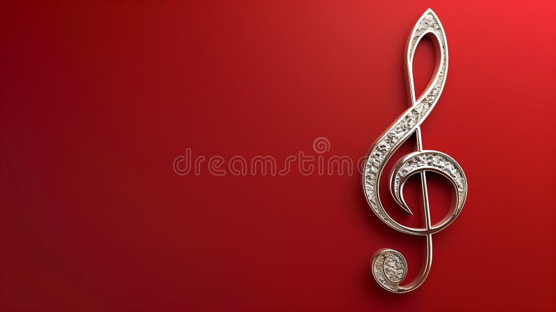Gold Treble Clef on Red Background Stock Illustration - Illustration of ...