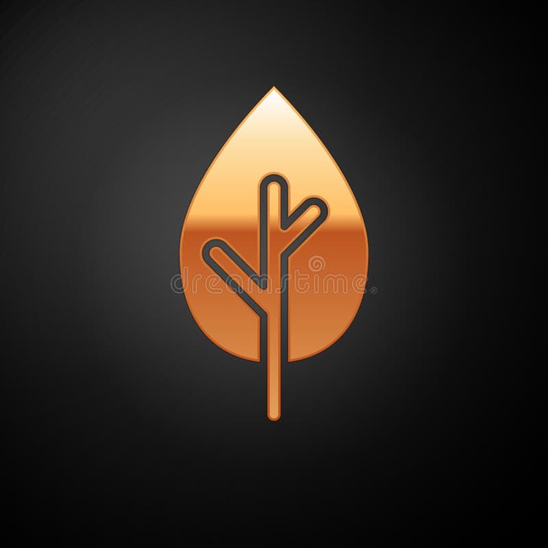 Gold Tree Icon Isolated on Black Background. Forest Symbol Stock Vector ...