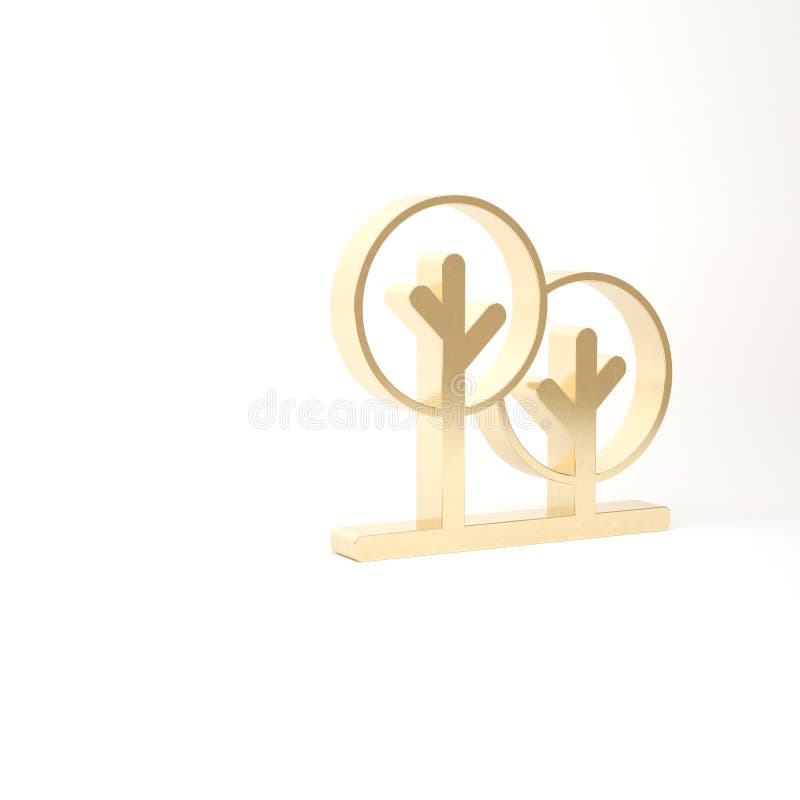 Gold Tree Icon Isolated on White Background. Forest Symbol. 3d ...