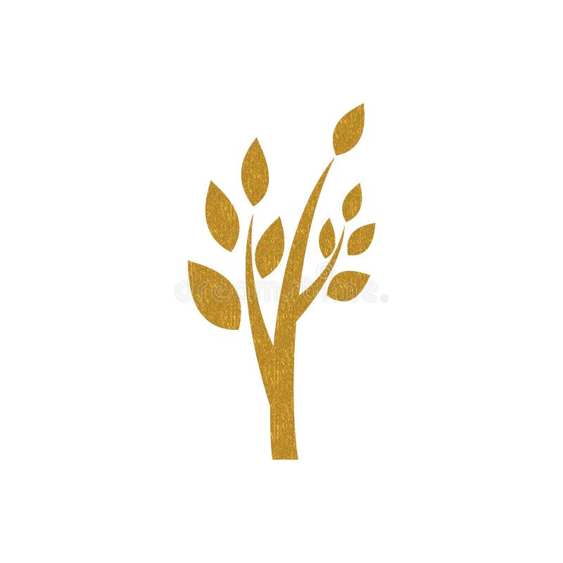 Gold Tree Plant Logo, Gold Tree Icon on Dark Background Stock Vector ...