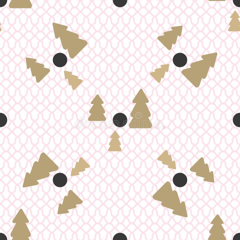 Gold Tree Vector Seamless Pattern with Black Dots Stock Vector ...