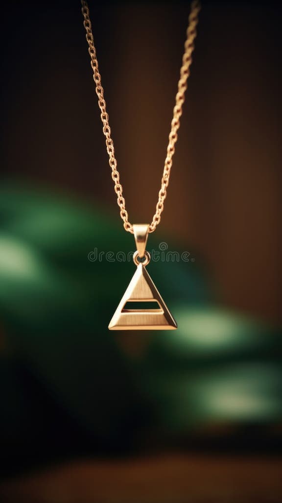 A Gold Triangle Pendant on a Chain, AI Stock Image - Image of luxury ...