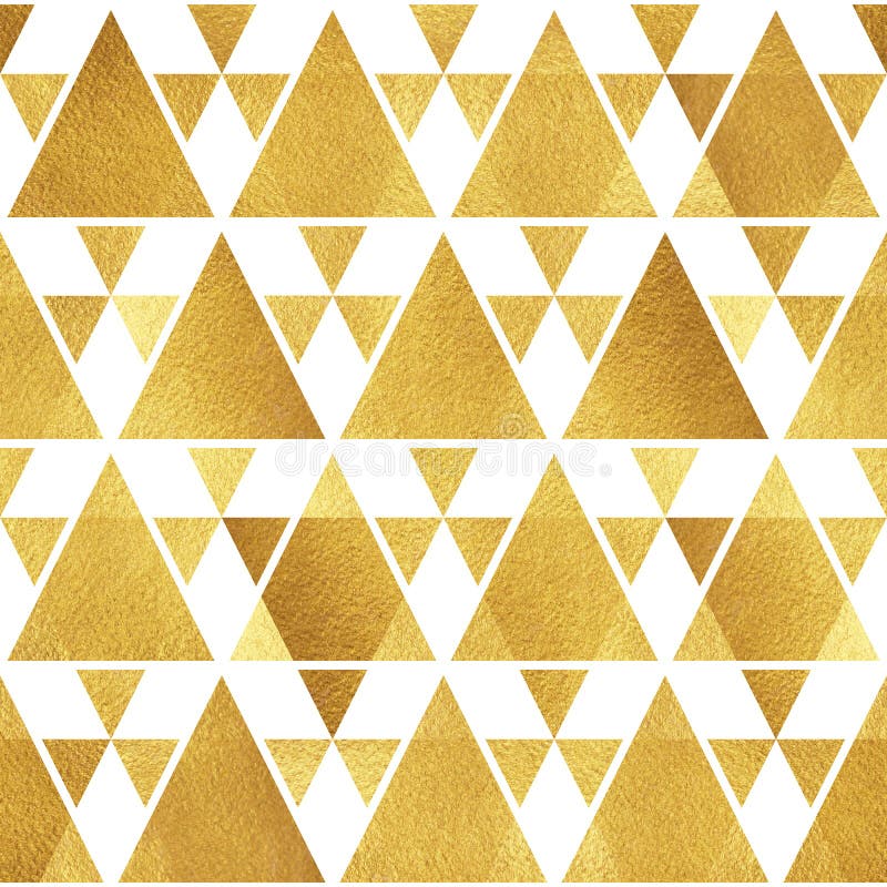 Gold Triangles Isolated on White Seamless Pattern Stock Illustration ...