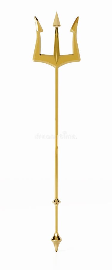 Golden Trident Isolated on White Background. 3D Illustration Stock ...