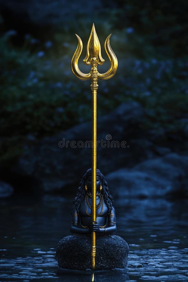 Gold Trident Statue stock photo. Image of gold, spirituality - 360981252