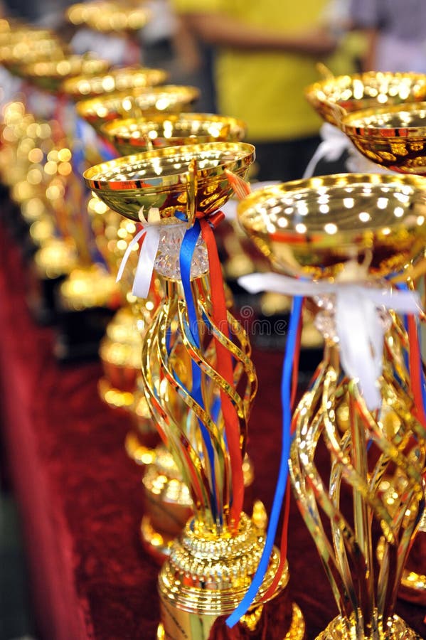 Gold trophies stock image. Image of awards, incentive - 22478813