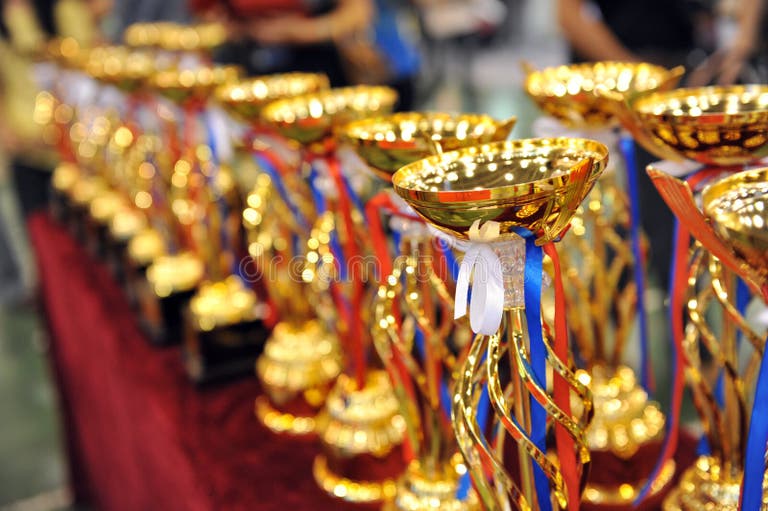 Gold trophies stock photo. Image of event, handle, awards - 22478842