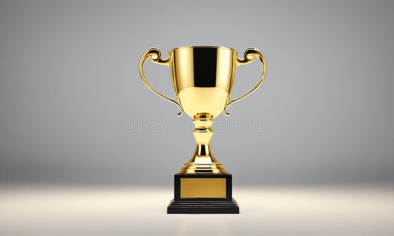 Gold Trophy with Black Base on a White Surface Stock Illustration ...