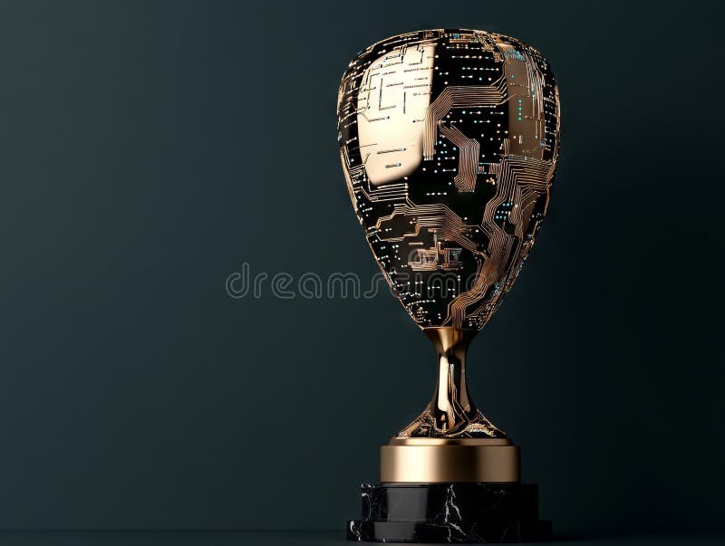 A Gold Trophy with a Circuit Board Design on it Stock Illustration ...