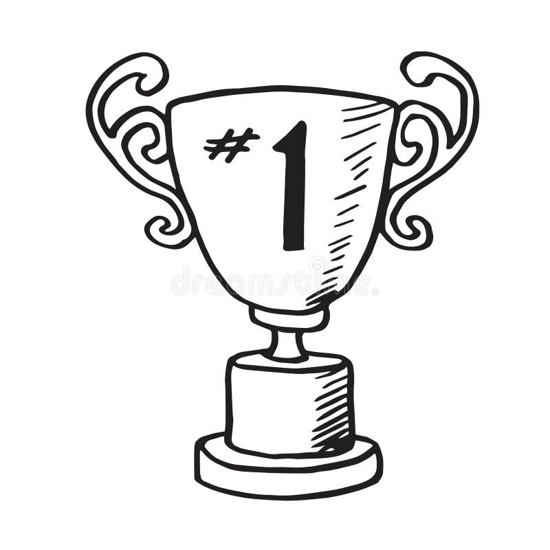 Gold Trophy Hand Drawn Vector Doodle Illustration for the First Winner ...