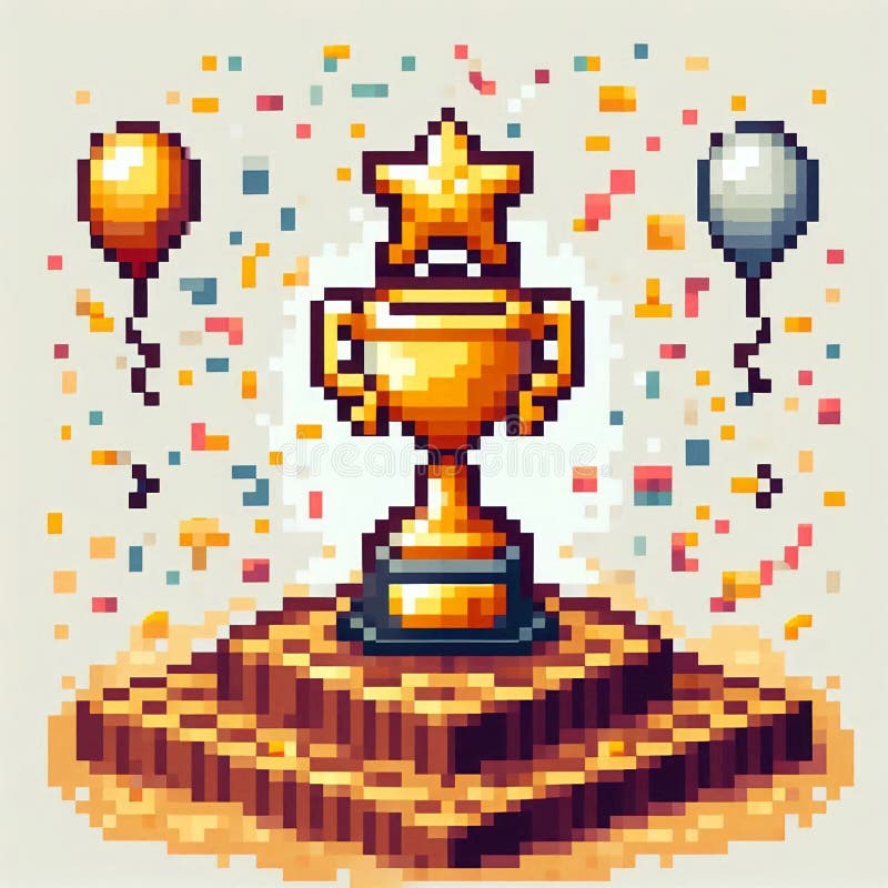 Gold Trophy Illustrator Design,pixel Art Stock Illustration ...