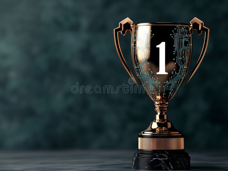 A Gold Trophy with the Number One on it Stock Illustration ...