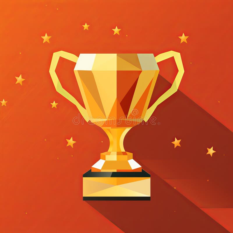 A Gold Trophy on an Orange Background Stock Illustration - Illustration ...