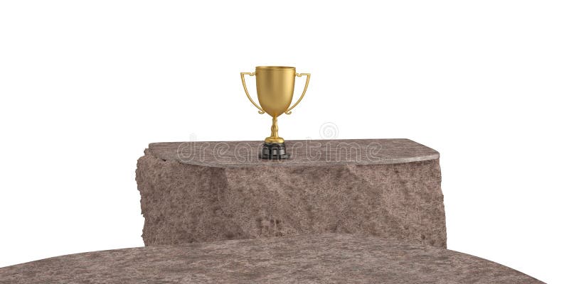 A Gold Trophy on Other Side of Cliff. 3D Illustration. Stock ...