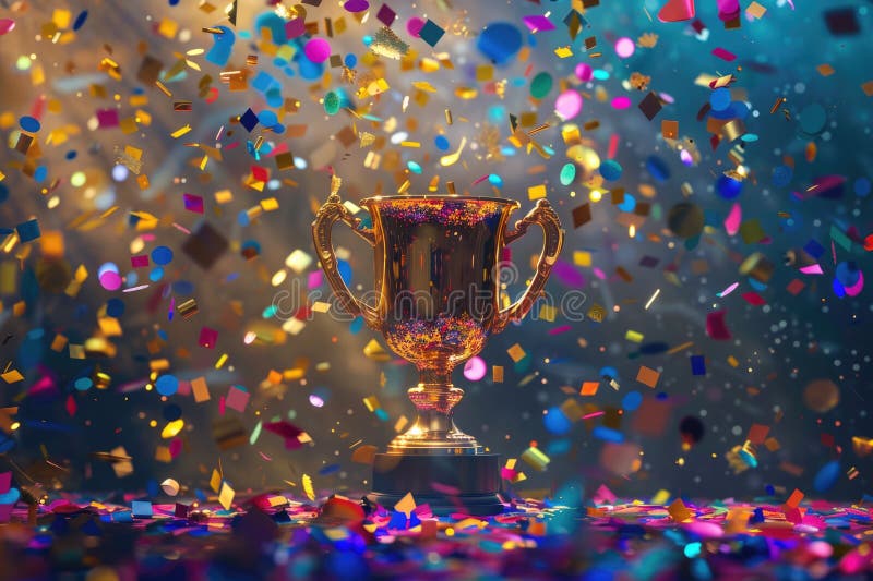 A Gold Trophy Surrounded by Confetti. Perfect for Celebrating Success ...