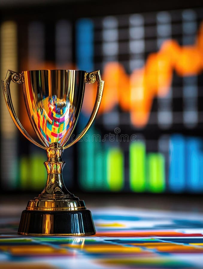 Gold Trophy on Table stock photo. Image of winner, luxury - 377307598