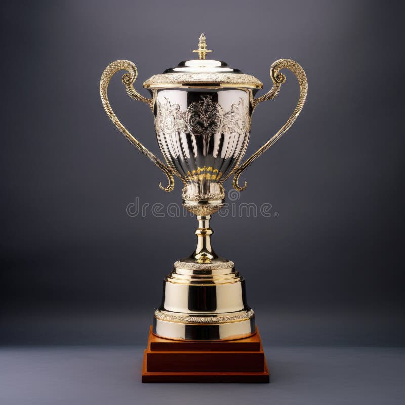 A Gold Trophy on a Wooden Base Stock Illustration - Illustration of ...